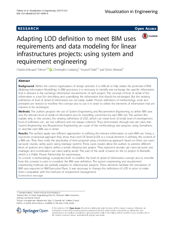 (PDF) Adapting LOD definition to meet BIM uses requirements and data modeling for linear ...