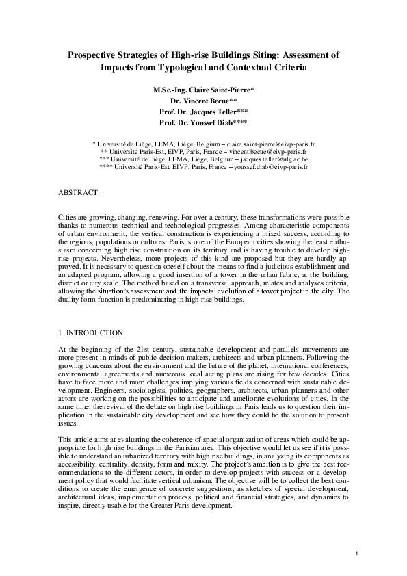 (PDF) Prospective Strategies of High-rise Buildings Siting: Assessment ...