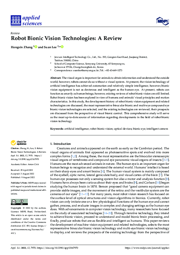 (PDF) Robot Bionic Vision Technologies: A Review
