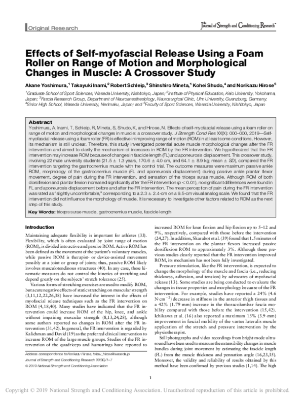 (PDF) Effects of Self-myofascial Release Using a Foam Roller on Range ...