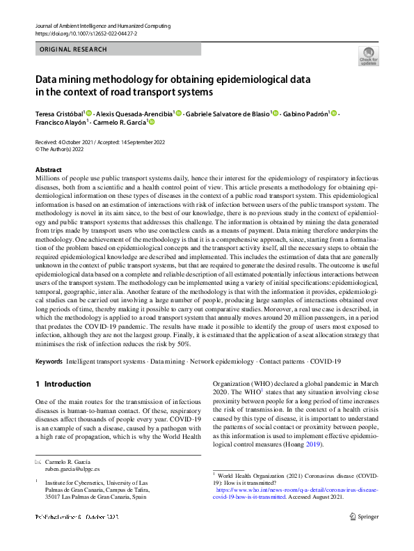 Pdf Data Mining Methodology For Obtaining Epidemiological Data In The 6177