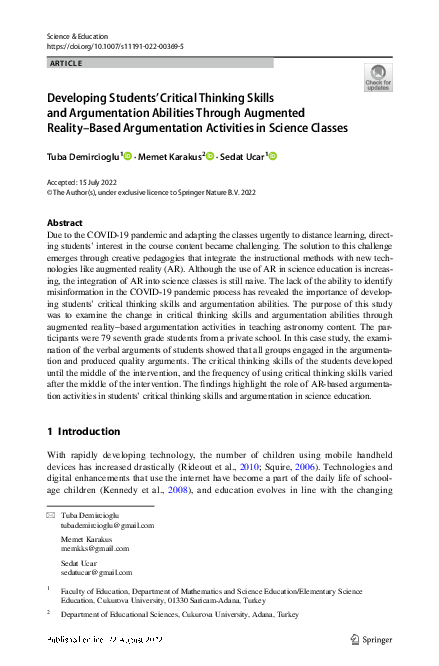 (PDF) Developing Students’ Critical Thinking Skills and Argumentation ...