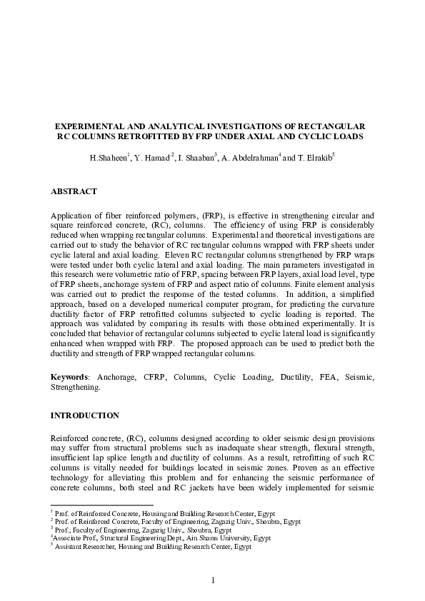 (PDF) Experimental and Analytical Investigations of Rectangular RC Columns Retrofitted by FRP ...