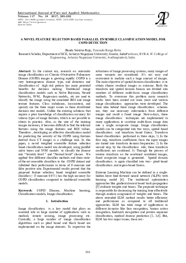 (PDF) A Novel Feature Selection Based Parallel Ensemble Classification Model for Copd Detection