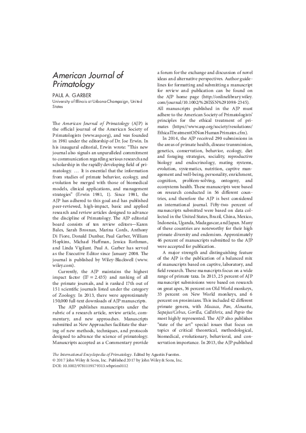 (PDF) American Journal of Primatology