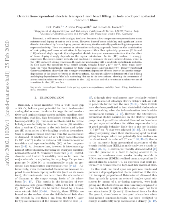 (PDF) Orientation-dependent electric transport and band filling in hole ...