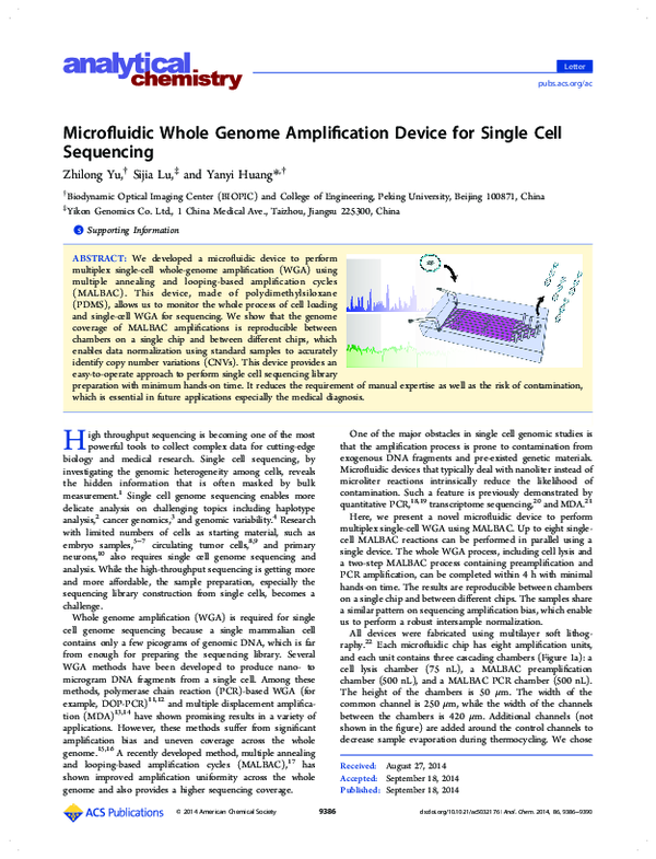 (PDF) Microfluidic whole genome amplification device for single cell sequencing