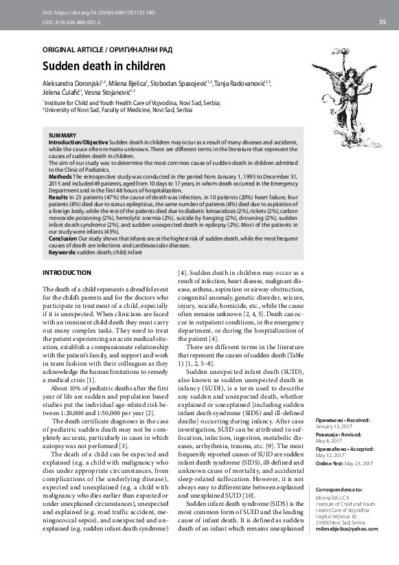 (PDF) Sudden death in children