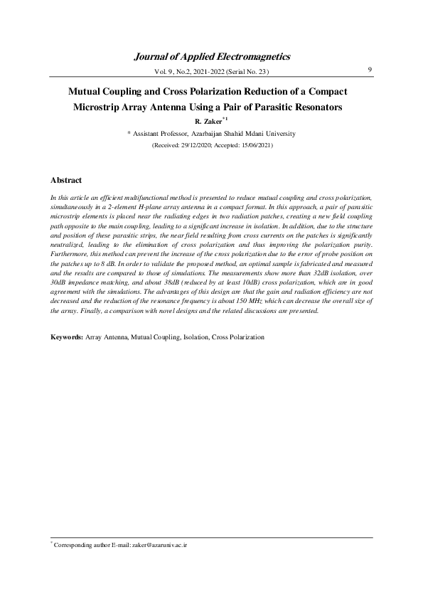 Pdf Mutual Coupling And Cross Polarization Reduction Of A Compact Microstrip Array Antenna