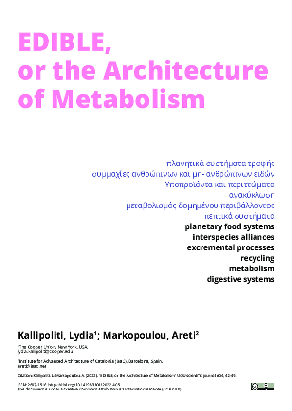 (PDF) Edible; or the Architecture of Metabolism