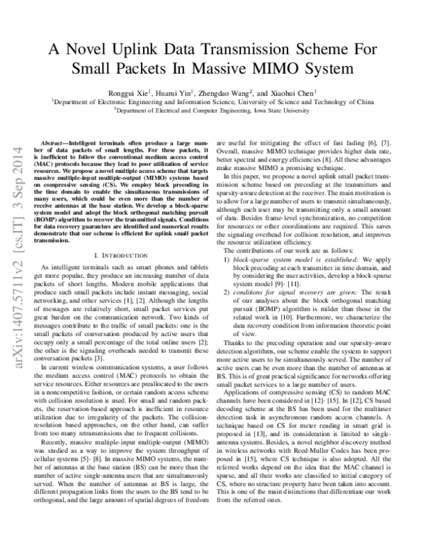 Pdf Efficient Uplink For Small Packets In Mimo