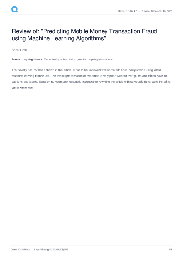 Pdf Review Of Predicting Mobile Money Transaction Fraud Using