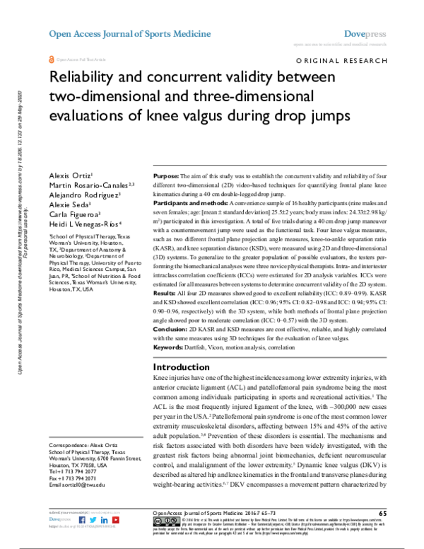 (PDF) Reliability and concurrent validity between two-dimensional and three-dimensional ...