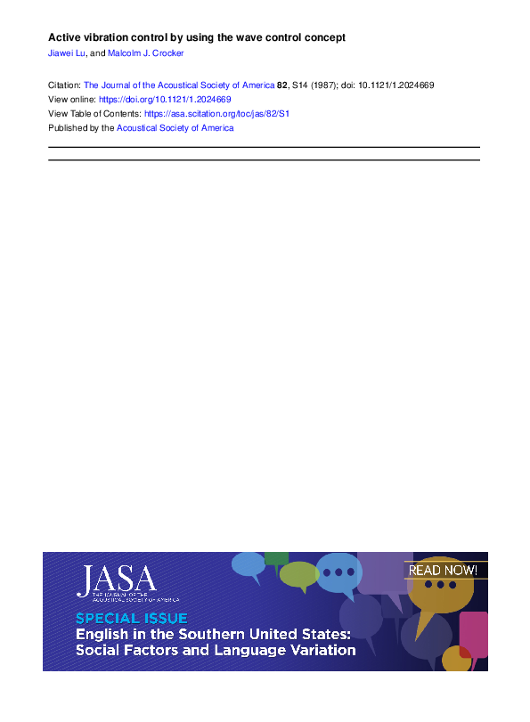 (PDF) Active vibration control by using the wave control concept