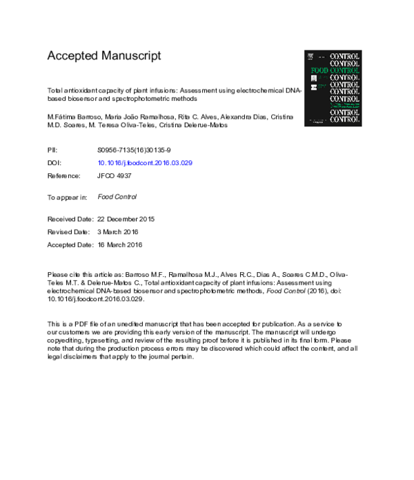 (PDF) Total antioxidant capacity of plant infusions: Assessment using ...