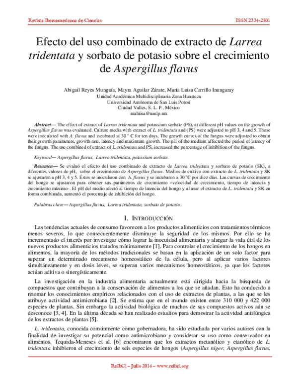 (PDF) Efecto del uso combinado de extracto de Larrea tridentata y ...