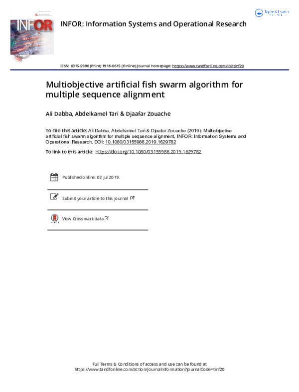(PDF) Multiobjective artificial fish swarm algorithm for multiple sequence alignment