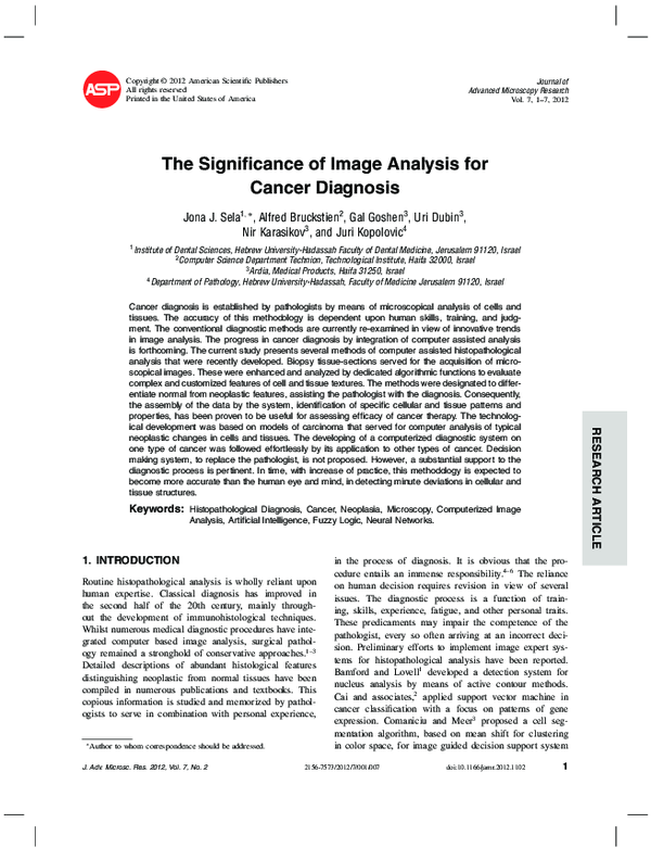 (PDF) The Significance of Image Analysis for Cancer Diagnosis