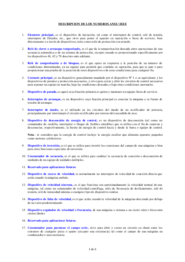 (PDF) Tabla de Codigos ANSI para protecciones eléctricas en alta tensión.