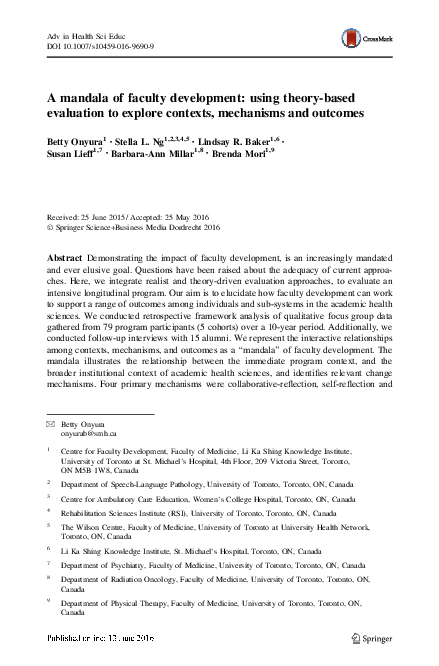 (PDF) A mandala of faculty development: using theory-based evaluation to explore contexts ...