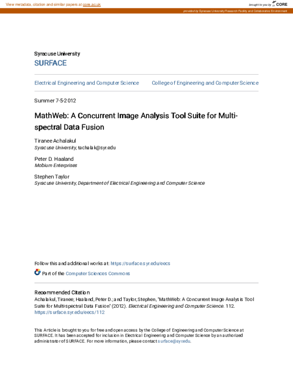 (PDF) MathWeb: a concurrent image analysis tool suite for multispectral data fusion