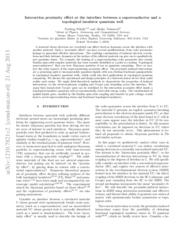 Pdf Interaction Proximity Effect At The Interface Between A