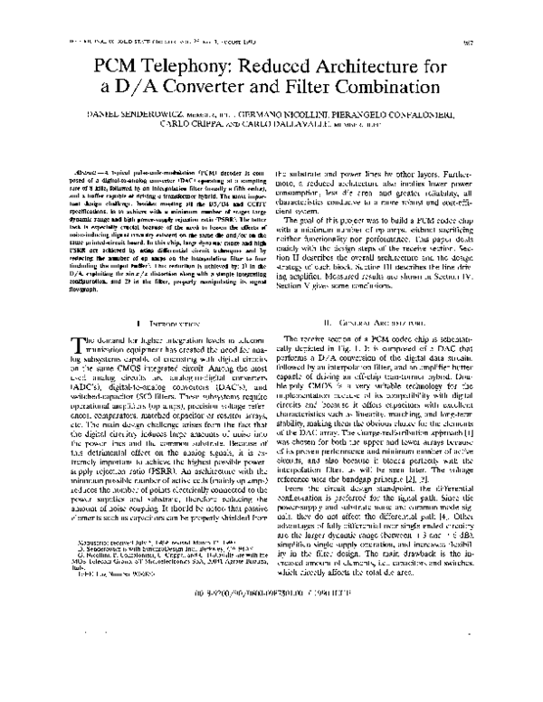 (PDF) PCM telephony: reduced architecture for a D/A converter and ...