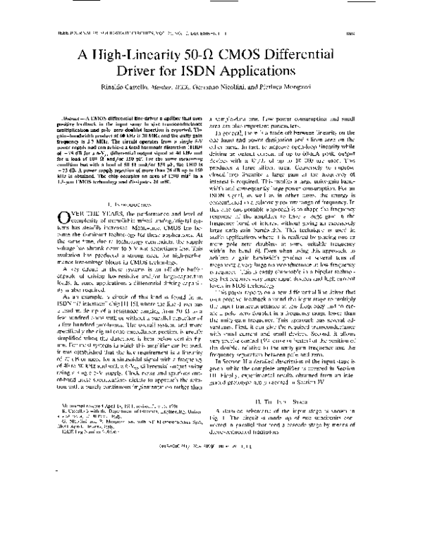 (PDF) A high-linearity 50- Omega CMOS differential driver for ISDN ...