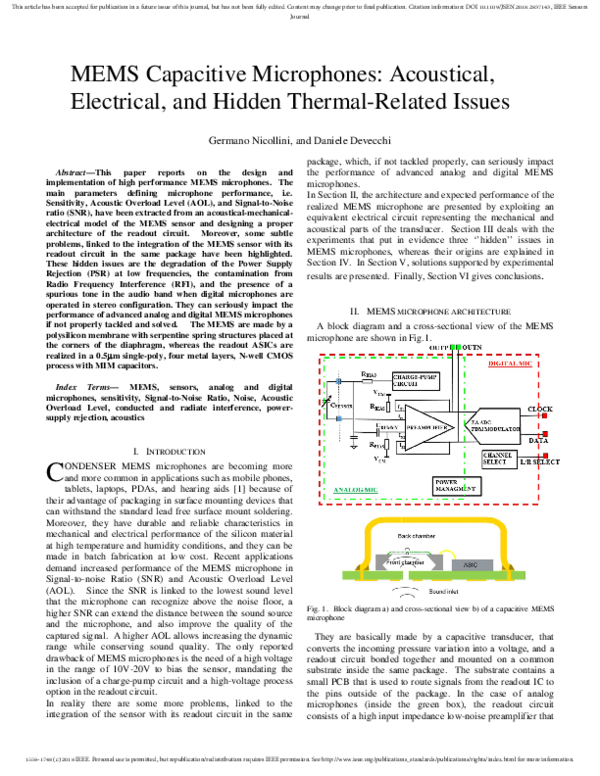 (PDF) MEMS Capacitive Microphones: Acoustical, Electrical, and Hidden ...