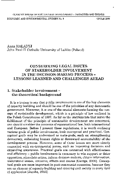 (PDF) Considering Legal Issues of Stakeholder Involvement in the Decision-Making Process ...