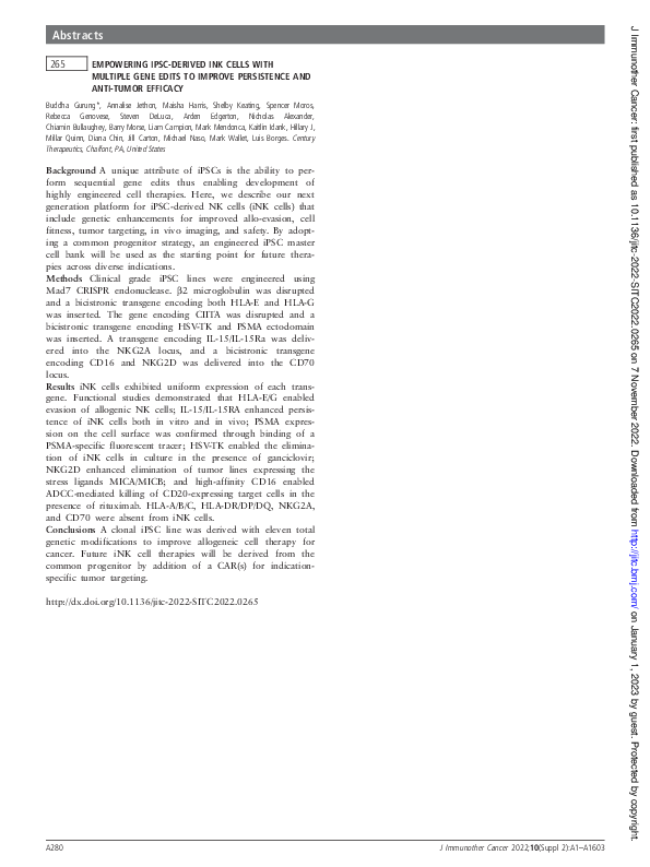 (PDF) 265 Empowering iPSC-derived iNK cells with multiple gene edits to ...