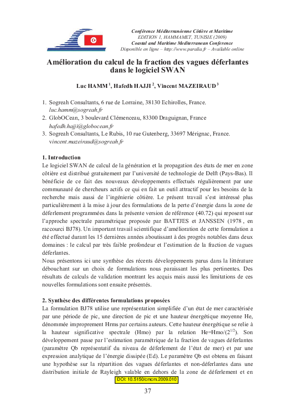 (PDF) Amélioration du calcul de la fraction des vagues déferlantes dans ...