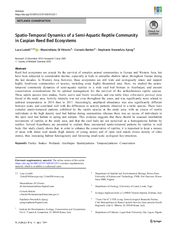 Pdf Spatio Temporal Dynamics Of A Semi Aquatic Reptile Community In
