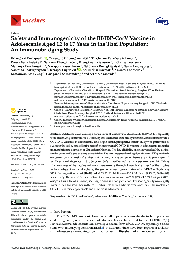 (PDF) Safety and Immunogenicity of the BBIBP-CorV Vaccine in ...