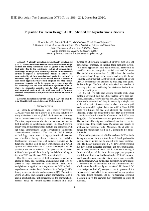 Pdf Bipartite Full Scan Design A Dft Method For Asynchronous Circuits 4545