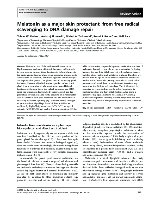 (PDF) Melatonin as a major skin protectant: from free radical ...