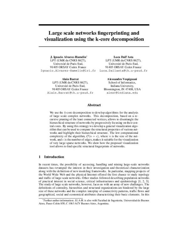 Pdf Large Scale Networks Fingerprinting And Visualization Using The K Core Decomposition