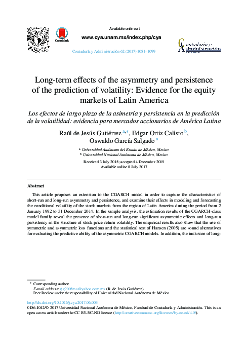 (PDF) Long-term effects of the asymmetry and persistence of the prediction of volatility ...
