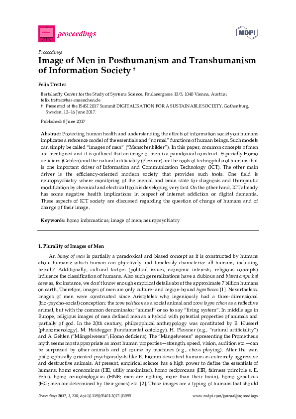 (PDF) Image of Men in Posthumanism and Transhumanism of Information ...
