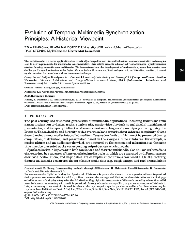 (PDF) Evolution of temporal multimedia synchronization principles