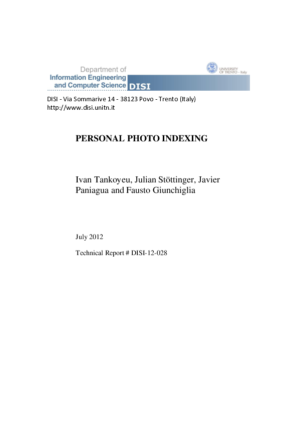 (PDF) Personal photo indexing