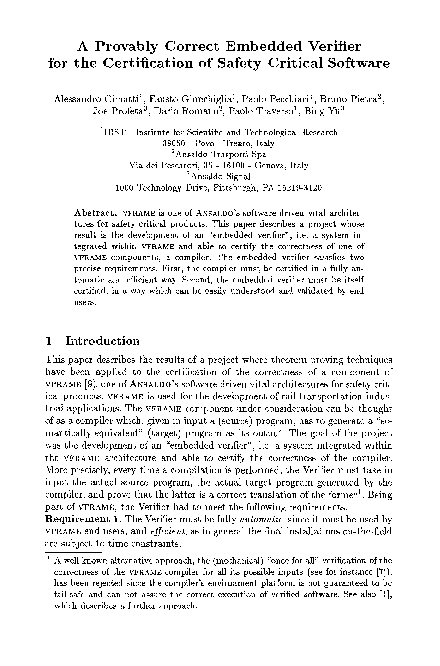 (PDF) A provably correct embedded verifier for the certification of ...