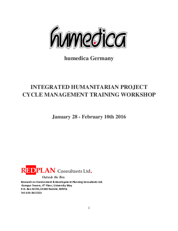 (PDF) Integrated Humanitarian Project Cycle Management Training ...