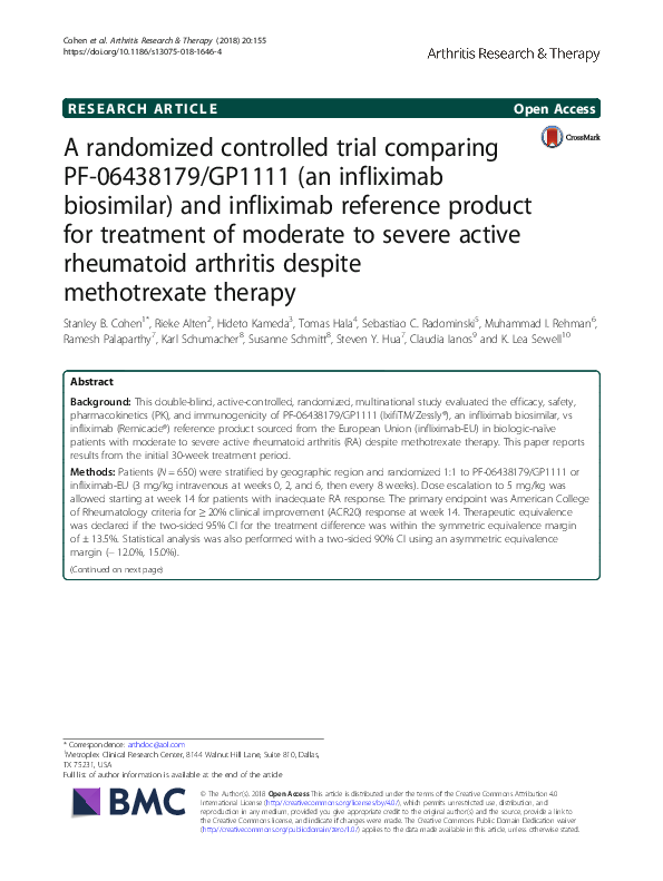 (PDF) A randomized controlled trial comparing PF-06438179/GP1111 (an ...