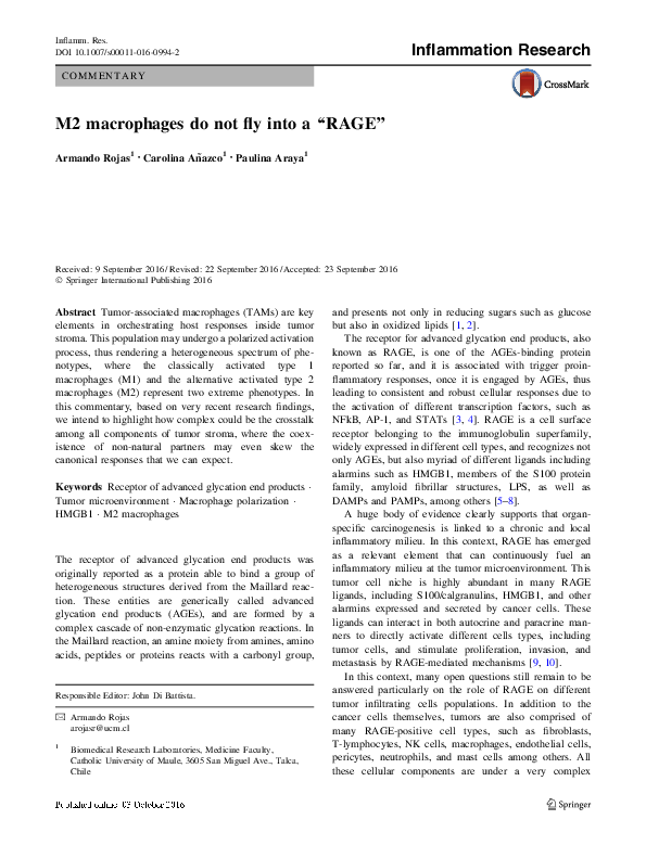 (PDF) M2 macrophages do not fly into a “RAGE”