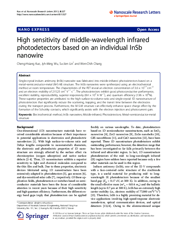 (PDF) High sensitivity of middle-wavelength infrared photodetectors ...