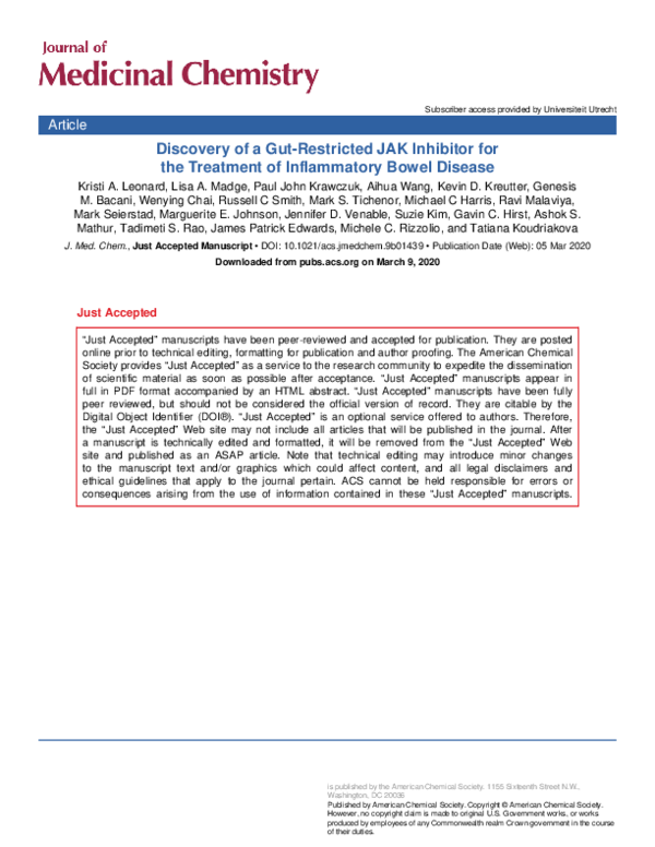 (PDF) Discovery of a Gut-Restricted JAK Inhibitor for the Treatment of Inflammatory Bowel Disease