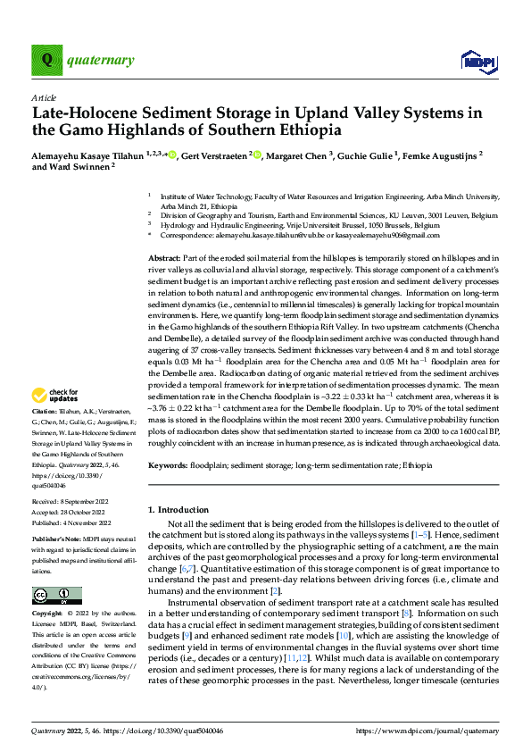 (PDF) Late-Holocene Sediment Storage in Upland Valley Systems in the Gamo Highlands of Southern ...