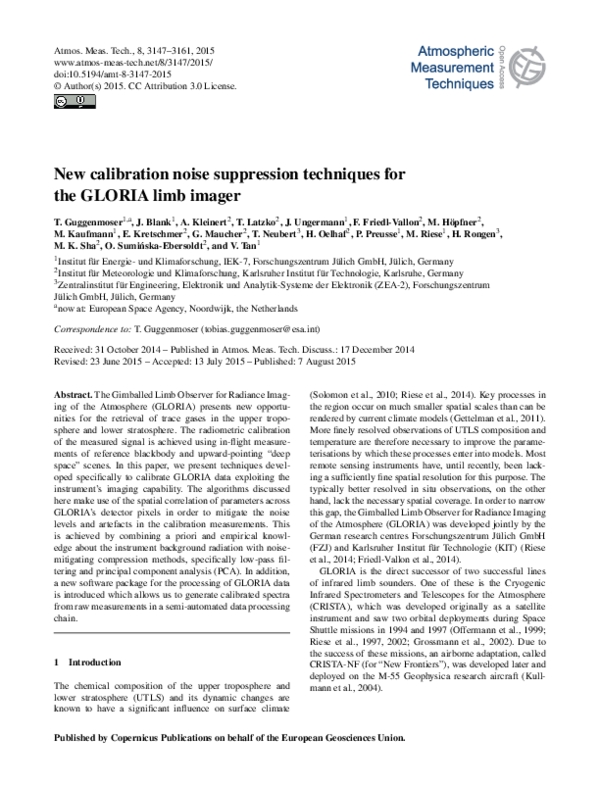 (PDF) Techniques for Noise Suppression in GLORIA Calibration