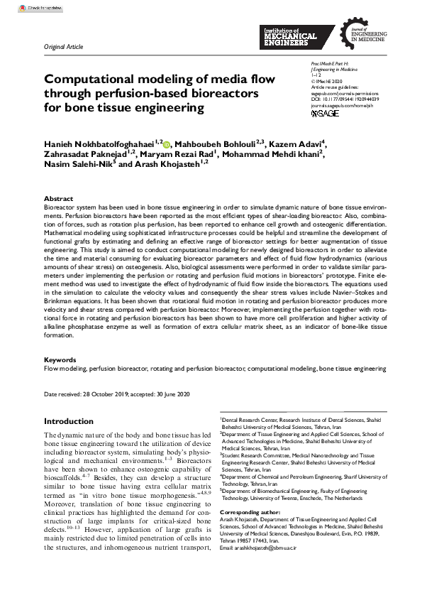 Pdf Computational Modeling Of Media Flow Through Perfusion Based Bioreactors For Bone Tissue